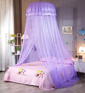 rirc canopy bed for girls dome mosquito net for bed pink bed tent twin bed canopy curtains mosquito netting game reading princess canopy for girls bed (purple)