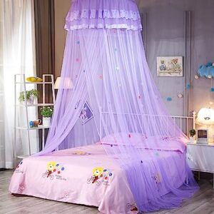 RIRC Canopy Bed for Girls Dome Mosquito Net for Bed Pink Bed Tent Twin Bed Canopy Curtains Mosquito Netting Game Reading Princess Canopy for Girls Bed (Purple)