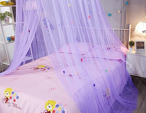 RIRC Canopy Bed for Girls Dome Mosquito Net for Bed Pink Bed Tent Twin Bed Canopy Curtains Mosquito Netting Game Reading Princess Canopy for Girls Bed (Purple)