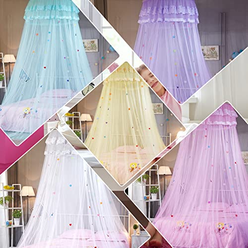 RIRC Canopy Bed for Girls Dome Mosquito Net for Bed Pink Bed Tent Twin Bed Canopy Curtains Mosquito Netting Game Reading Princess Canopy for Girls Bed (Purple)