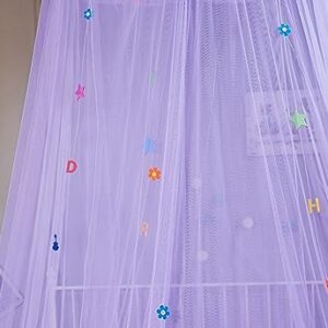 RIRC Canopy Bed for Girls Dome Mosquito Net for Bed Pink Bed Tent Twin Bed Canopy Curtains Mosquito Netting Game Reading Princess Canopy for Girls Bed (Purple)