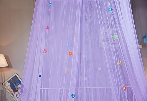 RIRC Canopy Bed for Girls Dome Mosquito Net for Bed Pink Bed Tent Twin Bed Canopy Curtains Mosquito Netting Game Reading Princess Canopy for Girls Bed (Purple)