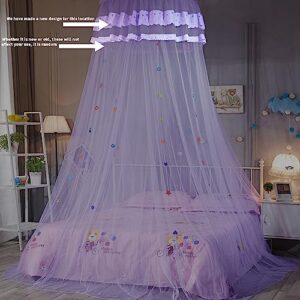 RIRC Canopy Bed for Girls Dome Mosquito Net for Bed Pink Bed Tent Twin Bed Canopy Curtains Mosquito Netting Game Reading Princess Canopy for Girls Bed (Purple)