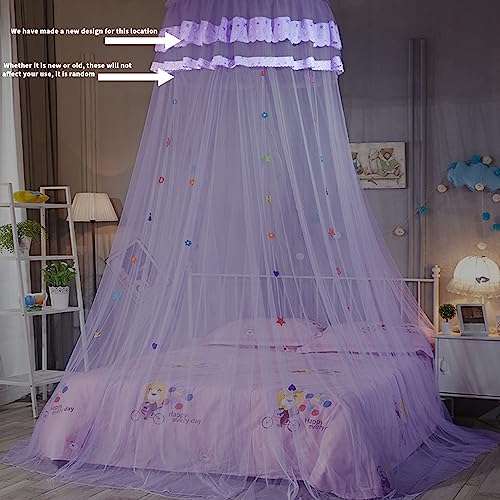 RIRC Canopy Bed for Girls Dome Mosquito Net for Bed Pink Bed Tent Twin Bed Canopy Curtains Mosquito Netting Game Reading Princess Canopy for Girls Bed (Purple)