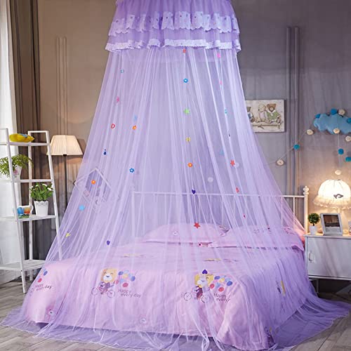 RIRC Canopy Bed for Girls Dome Mosquito Net for Bed Pink Bed Tent Twin Bed Canopy Curtains Mosquito Netting Game Reading Princess Canopy for Girls Bed (Purple)