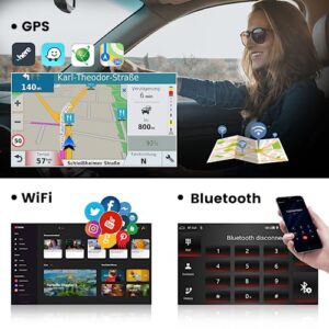 2+32GB 10.1 inch Touchscreen Double Din Car Stereo with Wireless Carplay Android Auto Android 13 Car Radio Support GPS Navigation WiFi Bluetooth EQ Spilt Screen 23 UI Themes