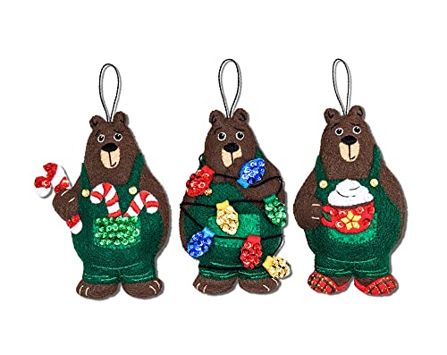 MerryStockings Backwoods Bears Felt Ornament kit from (Set of 3)