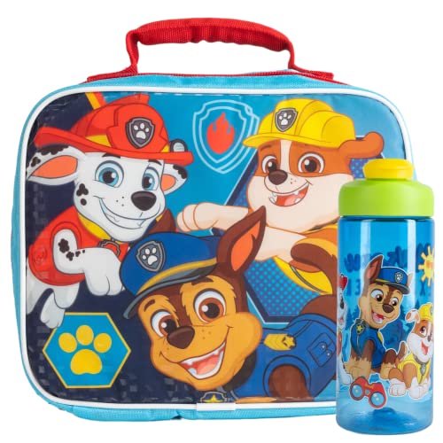 RALME Nickelodeon Paw Patrol Lunch Box with Water Bottle Set- Kids Soft Insulated Lunch Bag for Girls and Boys