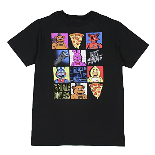 Five Nights at Freddy's Big Boy's Colorful Graphic Tile Grid T-Shirt (Small)