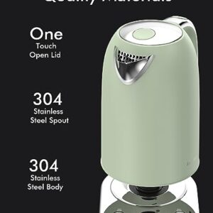 Electric Tea Kettle with Temperature Control, Longdeem 1.7L Stainless Steel Water Boiler & Heater, 1500 Watts for Fast Boiling, Cordless Serving with LED Light, Pastel Green