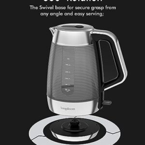 1.5L Double-Walled Cool Touch Electric Tea Kettle, Sleek and Heat-Resistant Glass Body with LED Light Indicator, Wide-Open Lid, BPA-Free, Fast Heating 1500W for Hot Water and Tea, Silver