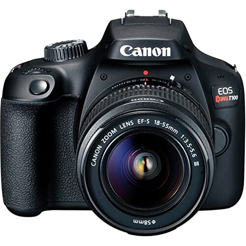 Canon EOS Rebel T100 DSLR Camera w EF-S 18-55mm f/3.5-5.6 III Lens + 2X 64GB Memory + Case + Filters + Tripod + More (35pc Bundle)