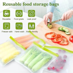 4 Pack Reusable Gallon Freezer bags,Silicone Ziplock Bags Reusable Storage Baggies,Reusable Food Storage Bags, Leakproof Food Storage Containers for Sandwich Snack Travel Picnic, Work, Home Use