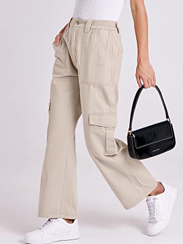 ANRABESS Women's Cargo Pants High Waisted Baggy Multiple Pockets Casual Work Pants Trendy Fashion Relaxed Fit Trousers Y2k for Teen Girls 1017mihuang-L