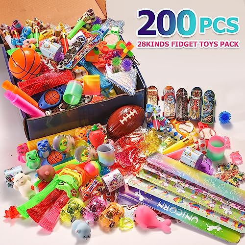 Yutin 200 PCS Party Favor for Kids 4-8, Pinata Stuffers, Prize Box Toys for Kids Classroom Rewards, Small Bulk Toys for Birthday Goodie Bags Fillers, Party Gift Bag Toys for 8-12 3-5