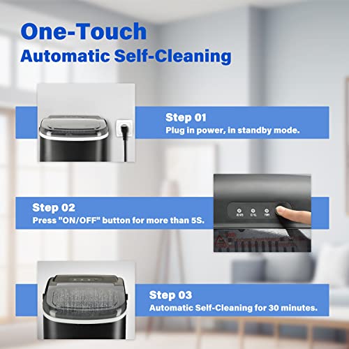 YSSOA Portable Ice Maker for Countertop, 9 Ice Cubes Ready in 6 Mins, 26lbs Ice/24Hrs, with Self-Cleaning Feature, Ice Spoon and Basket, for Home Kitchen Office Camper RV, Black