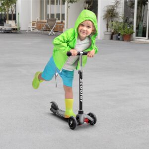 NDYKJPART Scooter for Kids, Adjustable Height, Light Up LED Wheels with Aluminum 3 Wheel Glider Scooter for Ages 2-5, Ideal Toddler Training for Ages 3-5 Boys and Girls (Black)