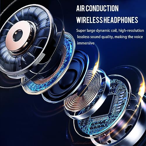 lucku Air Conduction Wireless Headphones, Semitransparent Open Ear Headphones Wireless Bluetooth 5.3 with Microphone, Sweatproof Sport Wireless Earphones for Running Cycling Workout