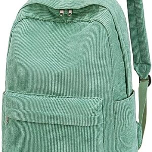 School Backpack for Teens Large Corduroy Bookbag Lightweight 17 inch Laptop Bag for Girls Women Casual High School College Work (Green, 17 inch)