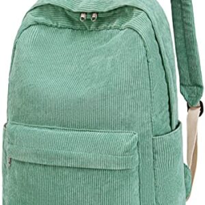 School Backpack for Teens Large Corduroy Bookbag Lightweight 17 inch Laptop Bag for Girls Women Casual High School College Work (Green, 17 inch)