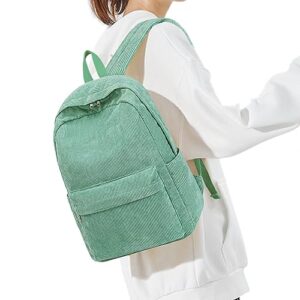 School Backpack for Teens Large Corduroy Bookbag Lightweight 17 inch Laptop Bag for Girls Women Casual High School College Work (Green, 17 inch)