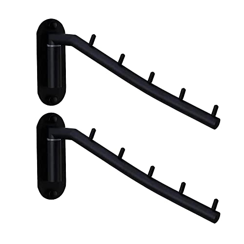 Wall Mount Clothes Hanger, Laundry Hanger Dryer Rack Foldable, Retractable Clothes Drying Rack Wall Mounted Clothing Hanging System Drying Closet Storage Organizer Wall Black Wall Mount 2-Pack