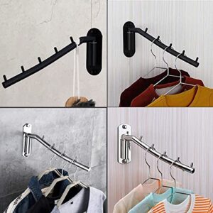 Wall Mount Clothes Hanger, Laundry Hanger Dryer Rack Foldable, Retractable Clothes Drying Rack Wall Mounted Clothing Hanging System Drying Closet Storage Organizer Wall Black Wall Mount 2-Pack