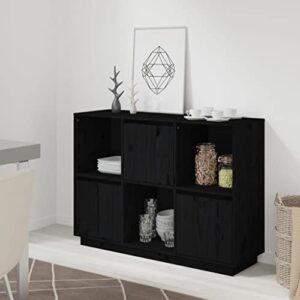 zqqlvoo bedroom sideboard with doors snack cabinet with 3 doors and 3 open compartments suitable for kitchen, bedroom, living room hallway sideboard black 43.5"x13.8"x31.5" solid wood pine