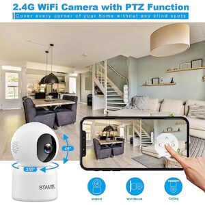 STAMOL Security Camera Indoor, 2K WiFi Cameras for Home Security/Baby Monitor/Dog/Elderly, Smart Pet Camera with Phone App, Motion Detection, Pan Tilt, 2 Way Audio, TF Card/Cloud Storage