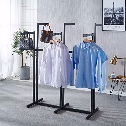 QQXX Freestanding Metal Clothing Rack,Heavy Duty Clothes Rack 6 Way Rack,Industrial Pipe Clothes Organizer,Modern Clothing Garment Rack Hanging Rod for Hanging Clothes and Clothing Store Display