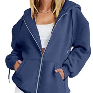 ANRABESS Oversized Hoodies for Women Long Sleeve Hooded Sweater Fall Jacket Fleece Sweatshirt Casual Comfy 2023 Trendy Y2K Clothes Teen Girls A989dianlan-M Navy Blue