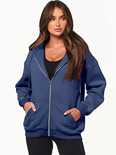 ANRABESS Oversized Hoodies for Women Long Sleeve Hooded Sweater Fall Jacket Fleece Sweatshirt Casual Comfy 2023 Trendy Y2K Clothes Teen Girls A989dianlan-M Navy Blue