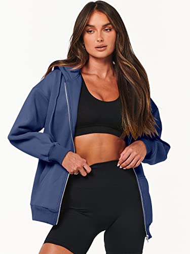 ANRABESS Oversized Hoodies for Women Long Sleeve Hooded Sweater Fall Jacket Fleece Sweatshirt Casual Comfy 2023 Trendy Y2K Clothes Teen Girls A989dianlan-M Navy Blue