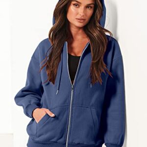 ANRABESS Oversized Hoodies for Women Long Sleeve Hooded Sweater Fall Jacket Fleece Sweatshirt Casual Comfy 2023 Trendy Y2K Clothes Teen Girls A989dianlan-M Navy Blue