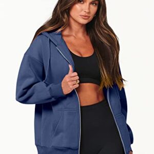 ANRABESS Oversized Hoodies for Women Long Sleeve Hooded Sweater Fall Jacket Fleece Sweatshirt Casual Comfy 2023 Trendy Y2K Clothes Teen Girls A989dianlan-M Navy Blue