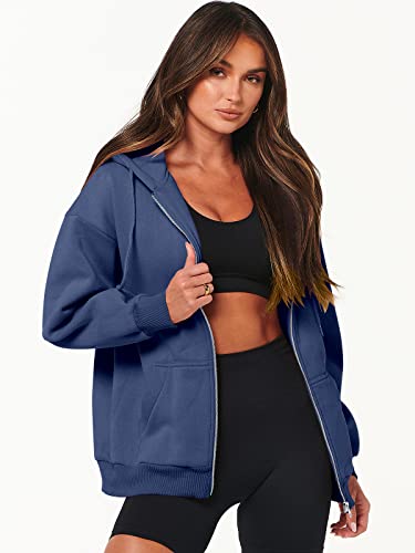 ANRABESS Oversized Hoodies for Women Long Sleeve Hooded Sweater Fall Jacket Fleece Sweatshirt Casual Comfy 2023 Trendy Y2K Clothes Teen Girls A989dianlan-M Navy Blue