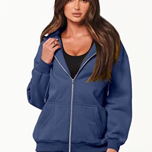 ANRABESS Oversized Hoodies for Women Long Sleeve Hooded Sweater Fall Jacket Fleece Sweatshirt Casual Comfy 2023 Trendy Y2K Clothes Teen Girls A989dianlan-M Navy Blue