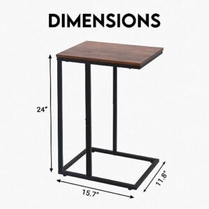 LOFTEY C Table End Table | C Shaped Side Table | Couch Tables That Slide Under | Chair Side Table | Ideal for Couch, Living Room, Bedroom