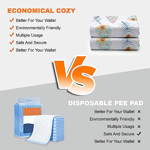 LOOBANI Washable Pee Pads for Dogs,2 Pack Ultra-Absorbent and Leak-Proof Whelping Pads, Non-Slip Reusable Puppy Pads, Waterproof Puppy Training Pads for Playpen, Crate, Housebreak-36x48(White)