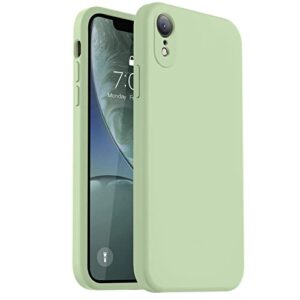 vooii compatible with iphone xr case, upgraded liquid silicone with [square edges] [camera protection] [soft anti-scratch microfiber lining] phone case for iphone 10 xr 6.1 inch - matcha