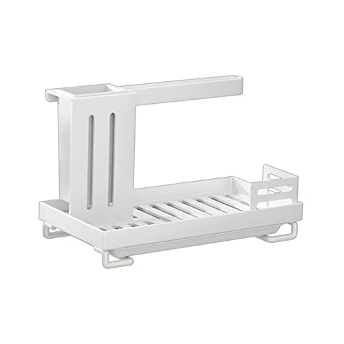 MagiDeal Bathroom Standing Rack, Kitchen Sink Organizer Countertop, Removable 2 Tier Sink Organizer, under Sink Organizers and Storage, for Dish Soap, White