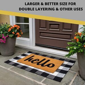 KOZYFLY Buffalo Plaid Area Rugs 2x3 Ft Black and White Checkered Rug Washable Front Door Mat Hand Woven Cotton Outdoor Rug Small Rug for Front Porch Kitchen Entryway Patio Bathroom