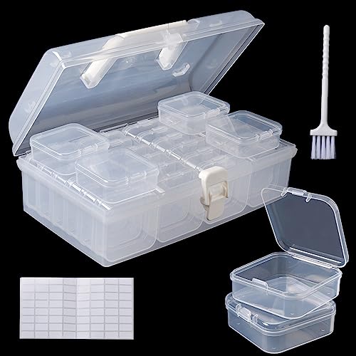 Douorgan Small Bead Storage Containers 24 Pieces Plastic Storage Organizers Portable Art Storage Case Transparent Boxes Jewelry Beads Storage Box(1 Pack)