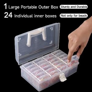 Douorgan Small Bead Storage Containers 24 Pieces Plastic Storage Organizers Portable Art Storage Case Transparent Boxes Jewelry Beads Storage Box(1 Pack)