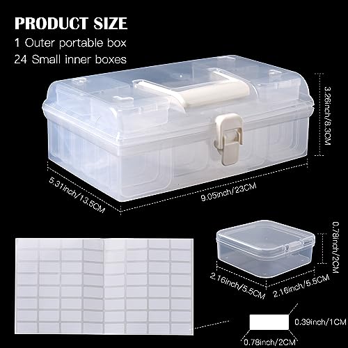 Douorgan Small Bead Storage Containers 24 Pieces Plastic Storage Organizers Portable Art Storage Case Transparent Boxes Jewelry Beads Storage Box(1 Pack)