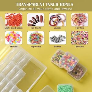 Douorgan Small Bead Storage Containers 24 Pieces Plastic Storage Organizers Portable Art Storage Case Transparent Boxes Jewelry Beads Storage Box(1 Pack)