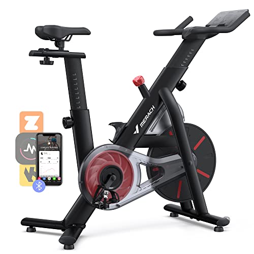 MERACH Exercise Bike, Bluetooth Stationary Bike for Home with Exclusive APP, Indoor Cycling Bike with Magnetic Resistance, 330lbs Weight Capacity, iPad Holder