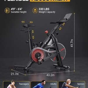 MERACH Exercise Bike, Bluetooth Stationary Bike for Home with Exclusive APP, Indoor Cycling Bike with Magnetic Resistance, 330lbs Weight Capacity, iPad Holder