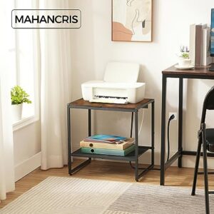 MAHANCRIS End Table with Charging Station, Square Side Table with Outlets and USB Ports, Square Modern Night Stand with 2-Tier Storage Shelf, Sofa Coffee Table, Fridge Stand, for Living Room ETHR54E01