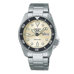 seiko 5 sports gents skx midi automatic watch srpk31k1, cream/grey